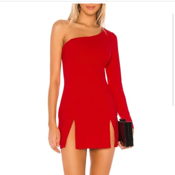 superdown | Dresses | Superdown Rosalie Red Double Slit Mini Dress One ...